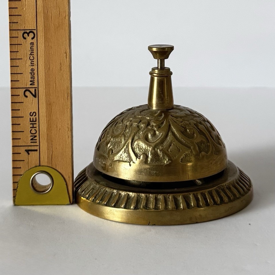 Vintage Brass Reception Bell Counter Top Table Ornate Scroll Working ...