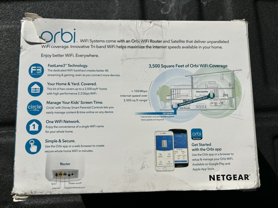 Netgear Orbi Tri-band Home Mesh WiFi System, Router + Wall Plug ...