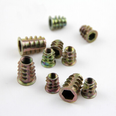 M4 M6 M8 Hex Drive Screw In Threaded Insert Nuts Bushing For Wood Type ...