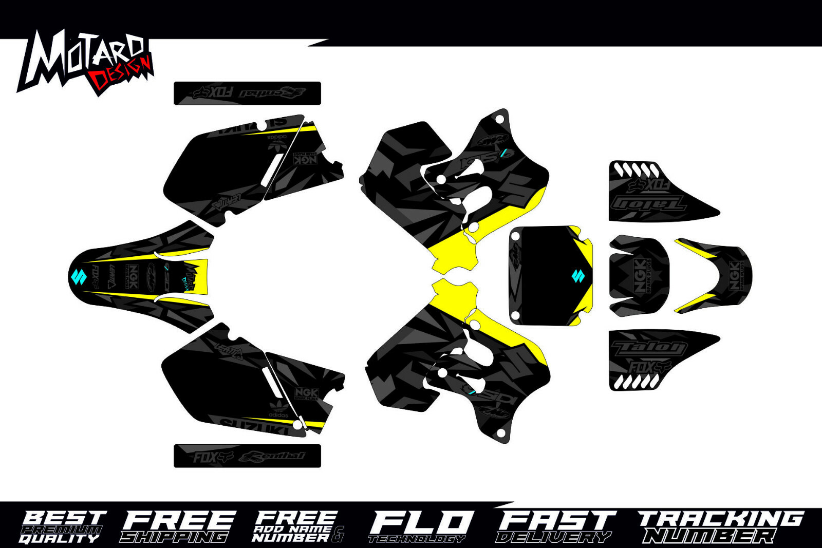 Suzuki RM 125 250 1996 1997 1998 Fasthouse Graphics Kit Enduro ...