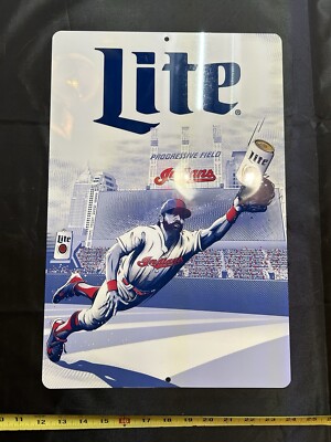 Miller Lite Beer MLB Cleveland (Guardians) Indians Baseball Metal Tin ...