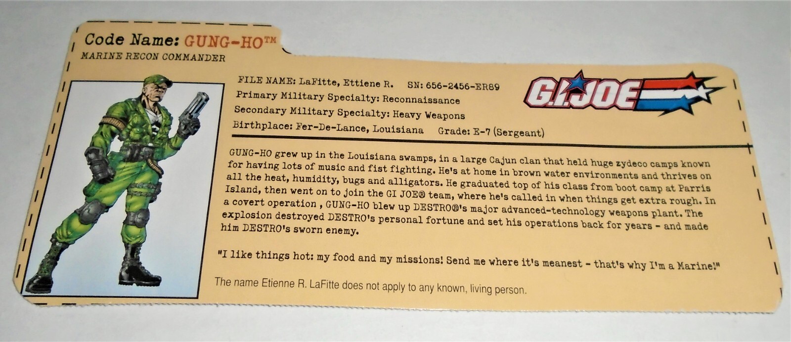 G I JOE File I.D. Card Filecard 2002 Gung-Ho V8 | eBay