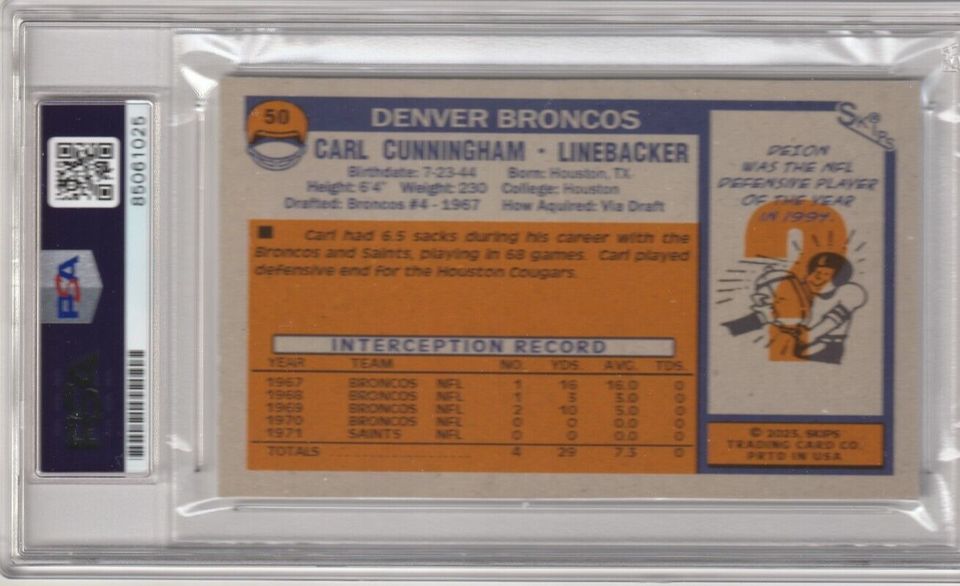 Carl Cunningham Denver Broncos Houston signed autograph card PSA DNA | eBay