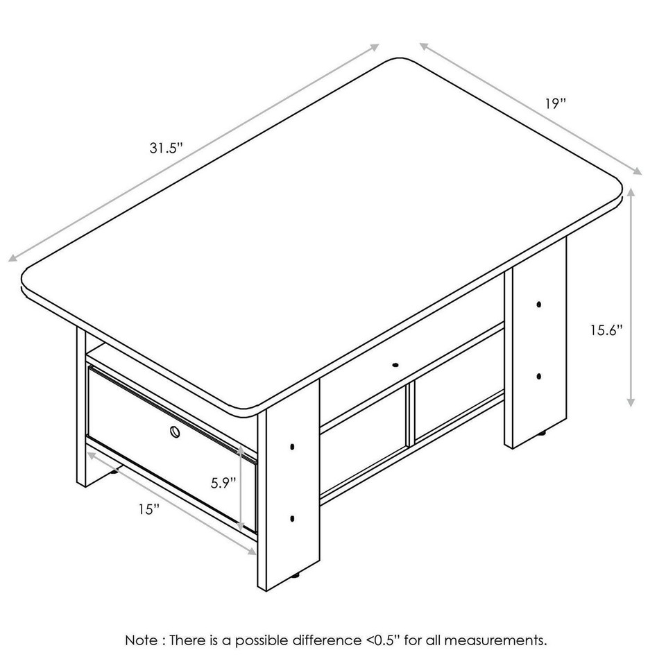 Contemporary Coffee Table Open Center Shelf And Two Lower Bins For ...