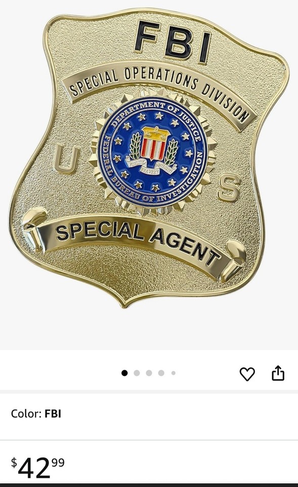 FBI Metal Zinc Cosplay Badge High Quality Zinc Security Badge | eBay