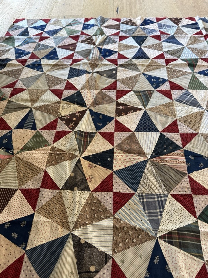Vintage Hand Sewn 1890’s Pinwheel LeMoyne Star Patchwork Quilt 80” By ...