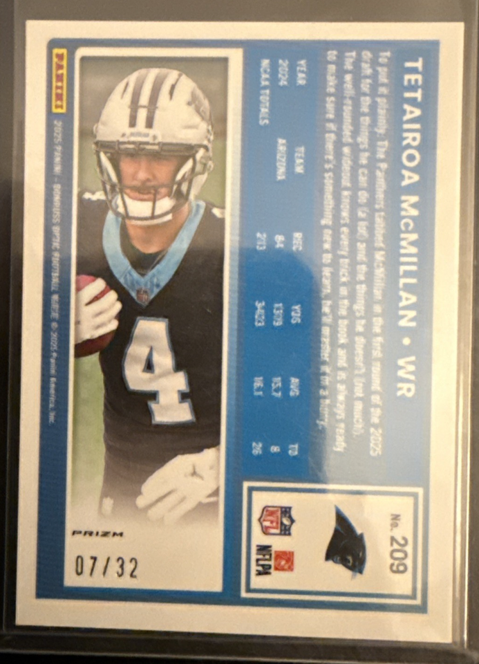 Tetairoa McMillan RC - SSP Team Logo Prizm Case Hit - Rated Rookie /32🔥 ...