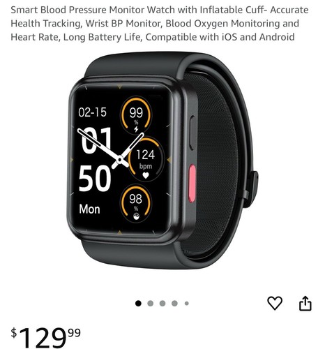 Smart Blood Pressure Monitor Watch with Inflatable Cuff- Accurate ...