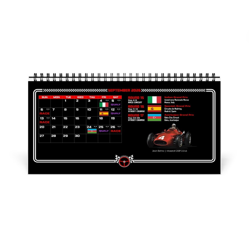 2026 Motorsports Desk Calendar - Full Formula Racing Schedule - Race ...