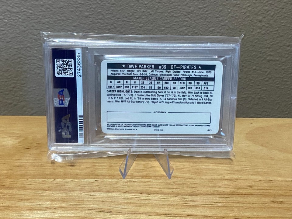 1981 DAVE PARKER PERMA-GRAPHICS SUPER STAR BASEBALL CREDIT CARD PSA 7 ...