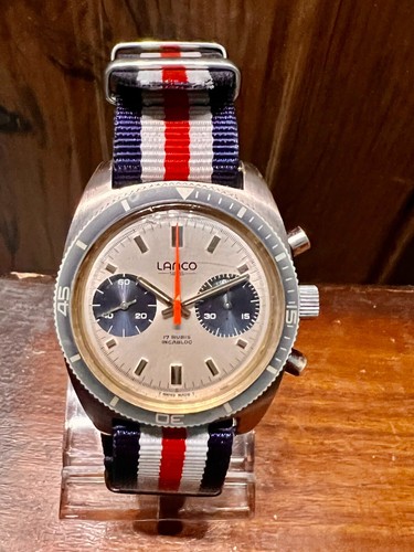 Vintage LANCO Chronograph Incabloc Mannual Valjoux 7733 Hand Winding ...