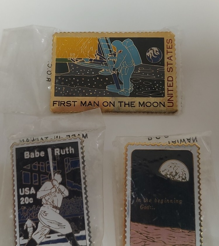 Vintage U.S. Postal Stamp Buttons And Pins - Lot Of 4 - Moon Landing ...