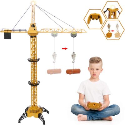 6 Channel RC Tower Crane Construction Toys 50.4 inch Tall 2.4GHz Remote ...