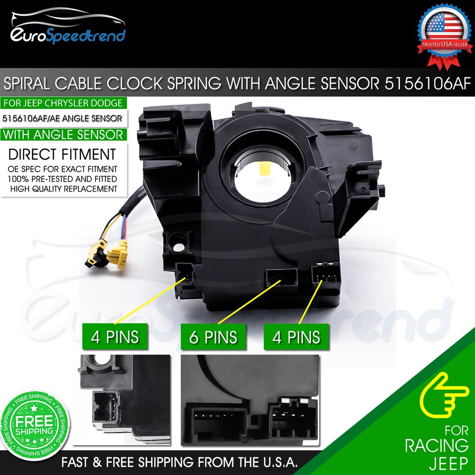 5156106AF Spiral Cable Clock Spring for Jeep Wrangler JK 2007-18 w ...