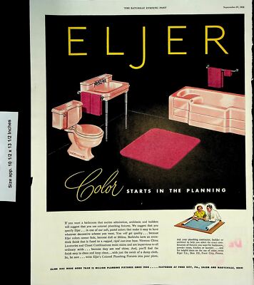 1952 Eljer Color Starts in Planning Bathroom Vintage Print Ad 7186 | eBay