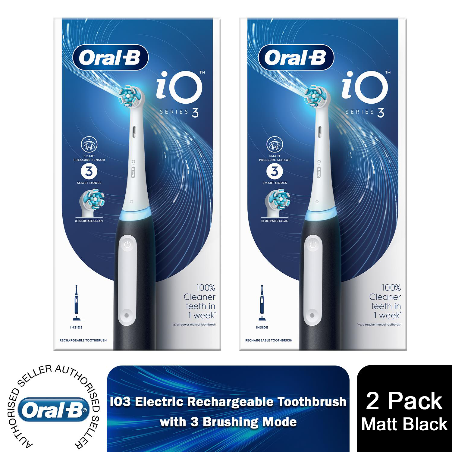 Oral-B iO3 Electric Rechargeable Toothbrush with 3 Cleaning Mode Matt ...