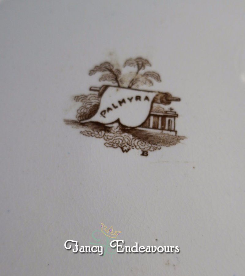 Antique Brown Transferware Plate Palmyra Brownfield & Sons Burslem ...