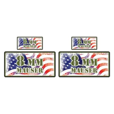 8 mm Mauser Ammo Box Set, Vinyl Decal Sticker, 2@ 1"x2" & 2@ 2"x4 ...