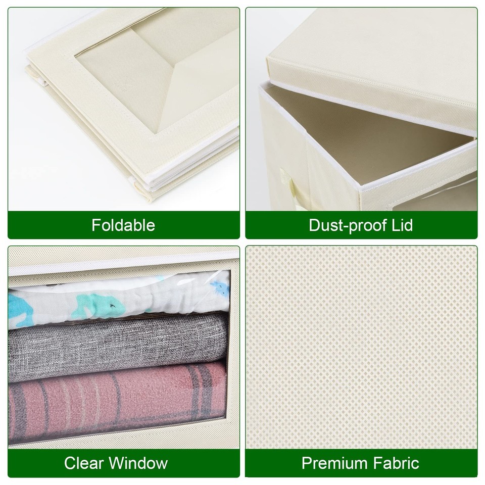Fabric Storage Bins With Lids Storage Cubes With Window Decorative ...