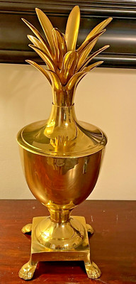 Shiny Brass Pineapple Shaped Urn Hollow Container with Claw Foot and ...