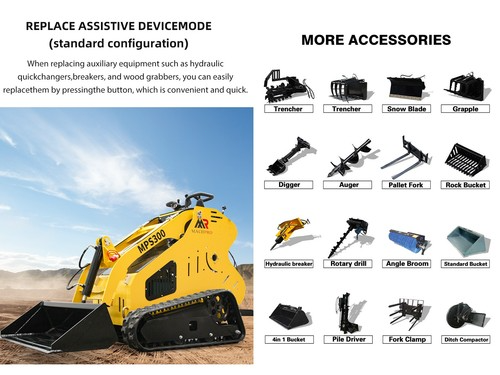 Mini Skid Steer Track Loader 13.5HP GAS Engine Tracked YELLOW Self-pick ...