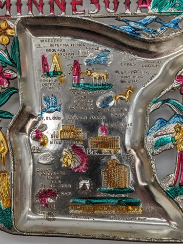 Vintage Metal Souvenir Ashtray Minnesota Trinket Tray MCM Made In Japan ...