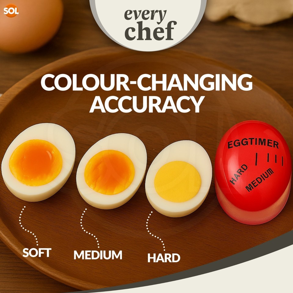 2pk Colour Changing Egg Timer Kitchen Cook Heat Soft Medium Hard Boiled ...