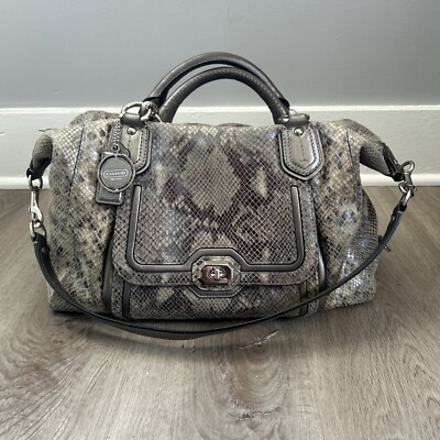 Coach Campbell Leather Exotic Python Large Satchel 26041 Handbag Shoulder Purse | eBay
