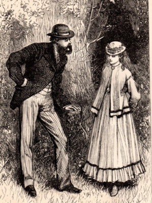 Antique Victorian Art print engraving 1870 couple Promise me this he ...