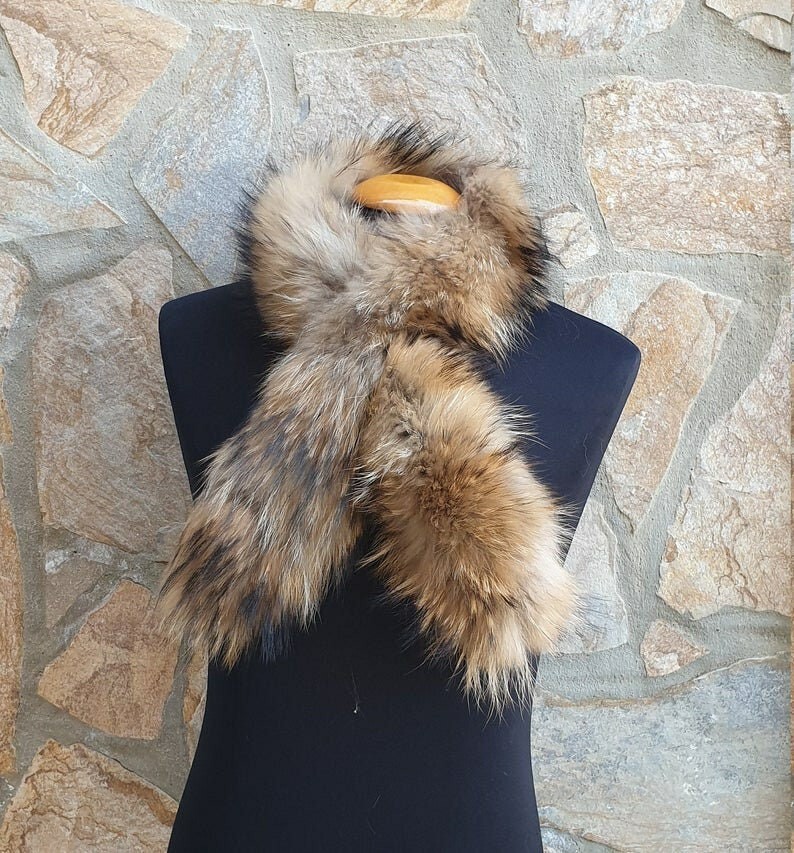 Fur scarf, real fur scarf, luxury fin raccoon fur scarf,fur collar | eBay