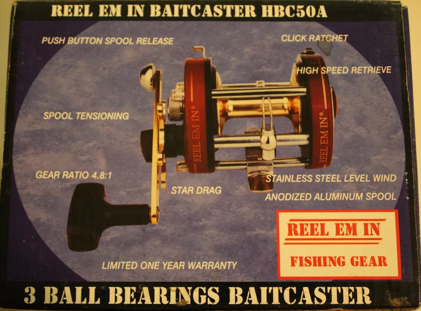 Reel-em-in bait caster HBC50A 3 BALL BEARING ALUMINIUM SPOOL , BOATS ...