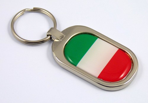 Italy Flag Key Chain metal chrome plated keychain key fob keyfob Italia ...
