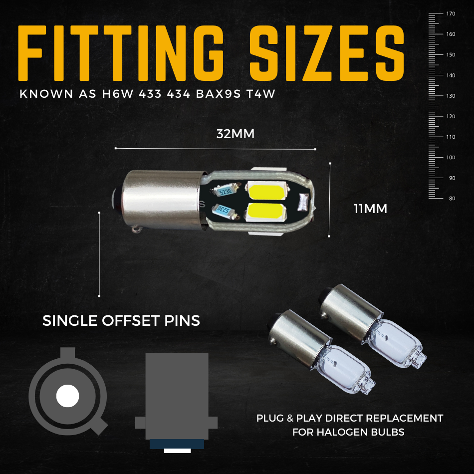 For Bmw 1 3 Series F31 F30 F34 F20 F21 Led White H6w 433 Canbus Side ...