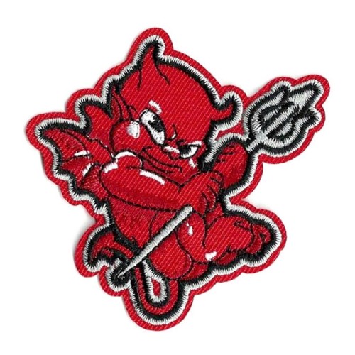 BABY DEMON IRON ON PATCH 2.75" Red Devil Cherub Pitchfork Embroidered ...