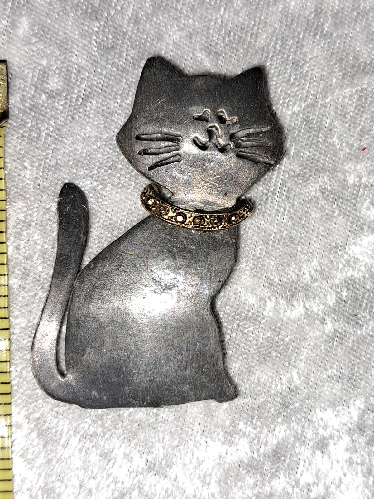 Vintage Ultra Craft Pewter Silver-tone Cat Pin Brooch… - Gem