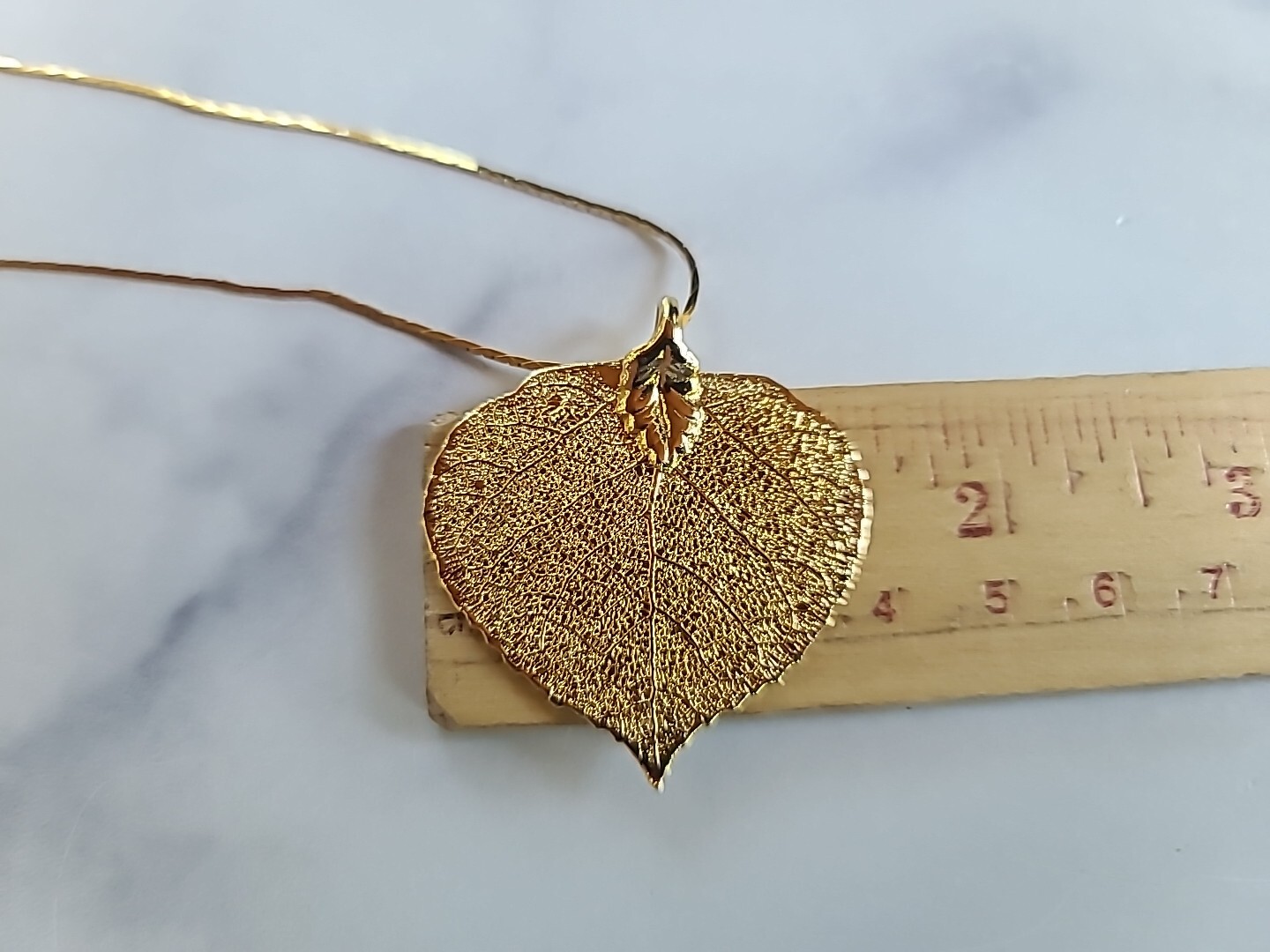 Gold Tone Metal Leaf Shaped Pendant Necklace | eBay