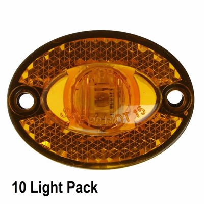 10-LED Mini Oval Amber Marker Lights Surface Mount NO CUTTING REQUIRED ...