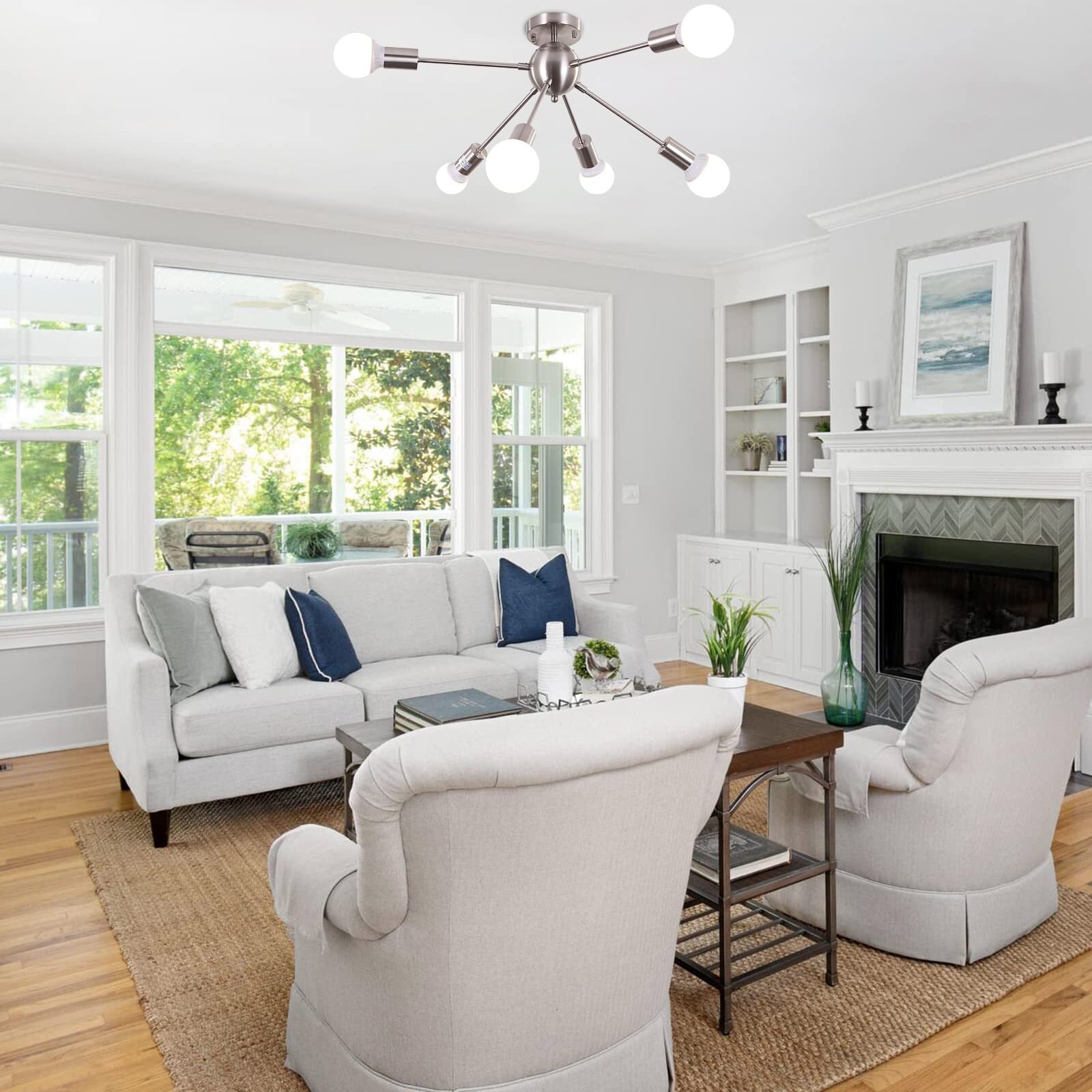 Modern Dining Room Lighting Fixture Pendant Ceiling Light Silver ...