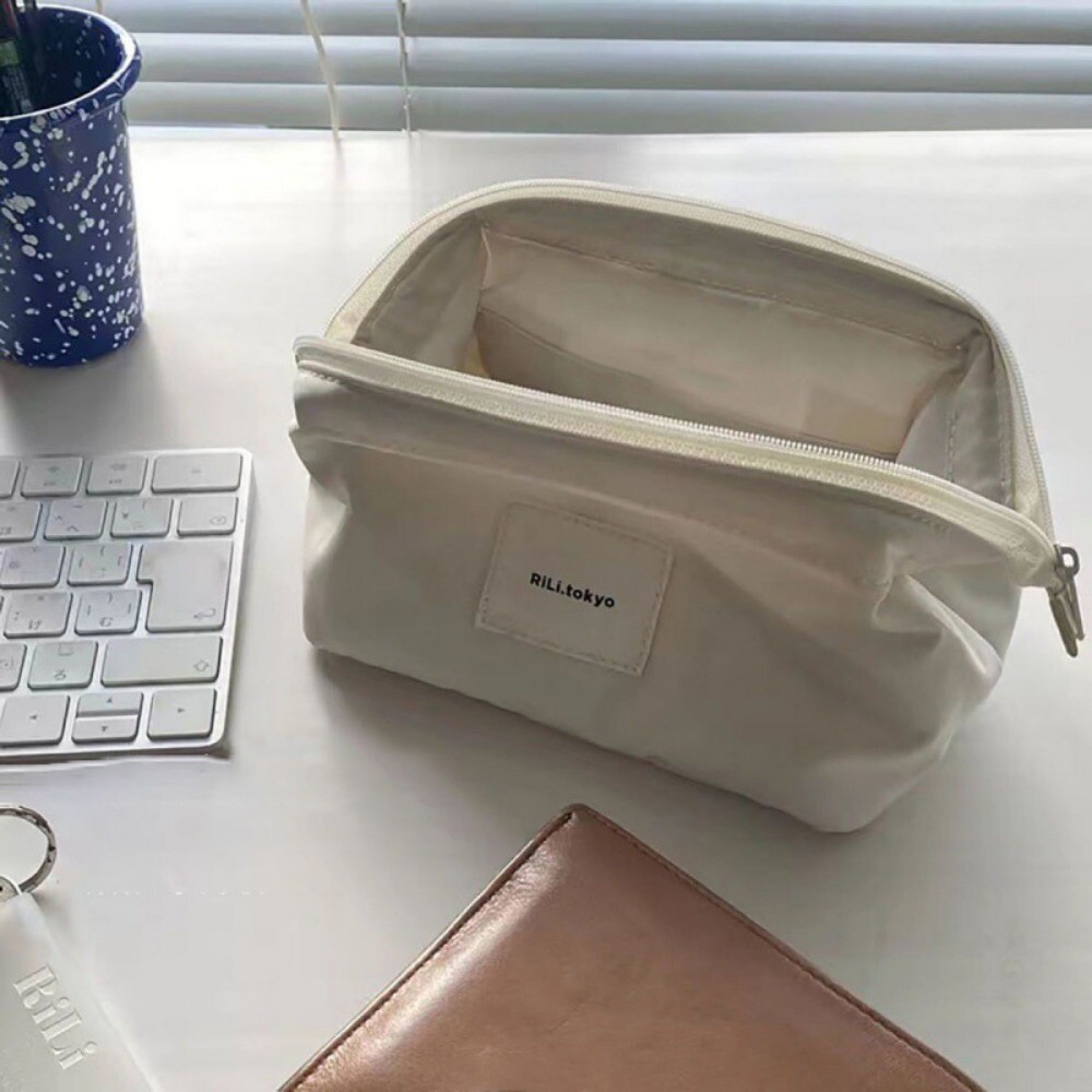 Solid Color Makeup Pouch Soft Simplicity Handbag Cosmetics Storage Bag | eBay