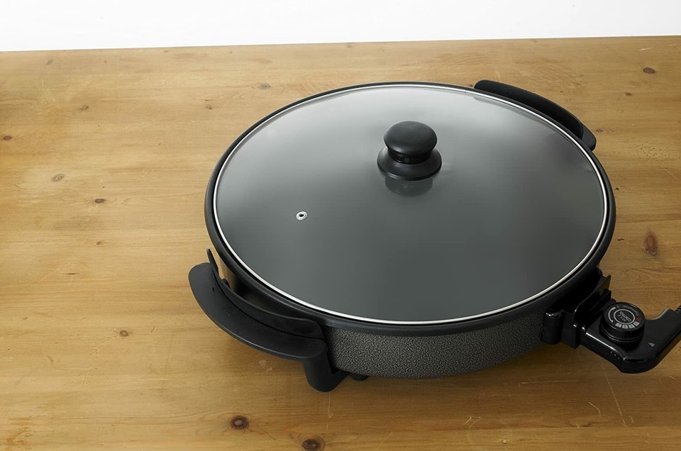Large 40cm Multi-Function Electric Cooker Pan With Lid 1500w Non Stick ...