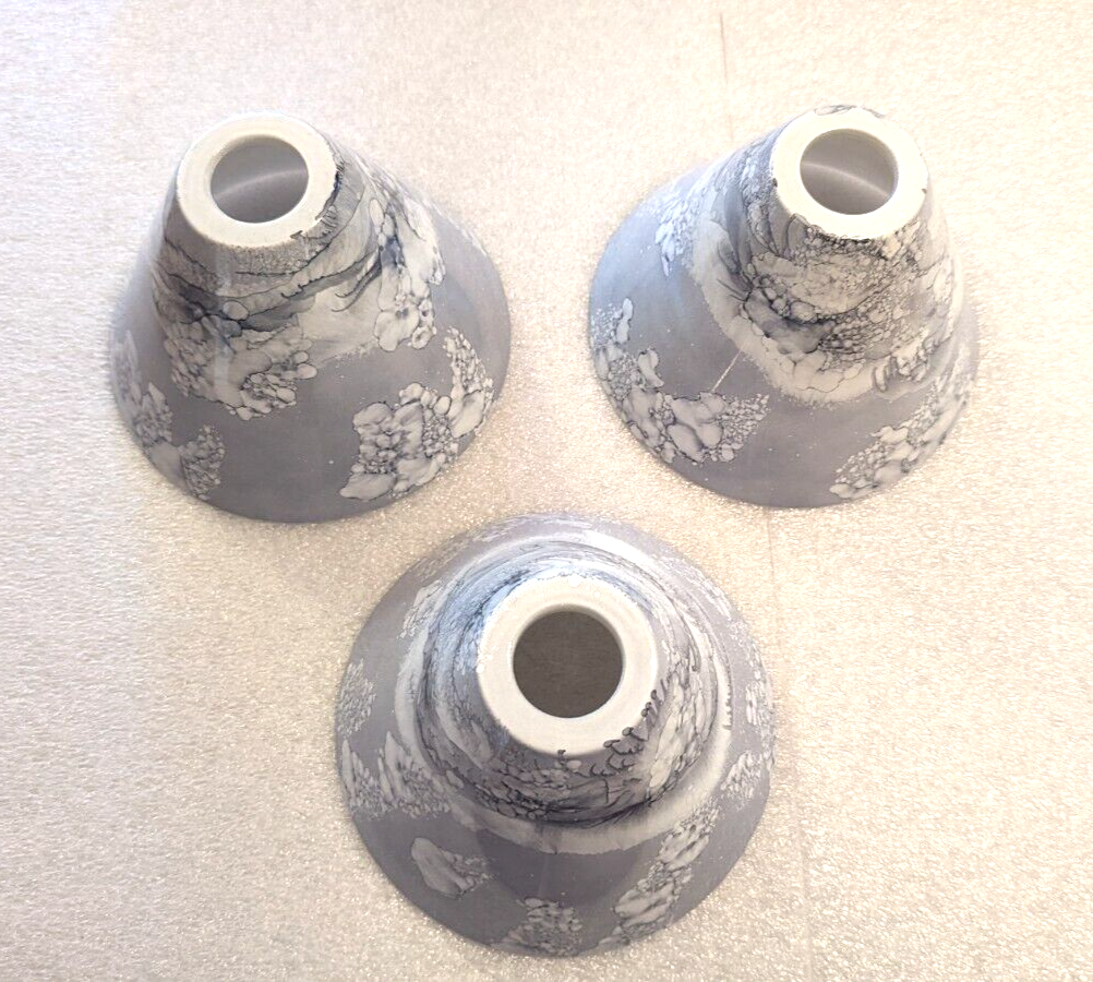 3x Glass Lamp Shade IT576AG Gray & White - Made in Italy - Shade Topper ...