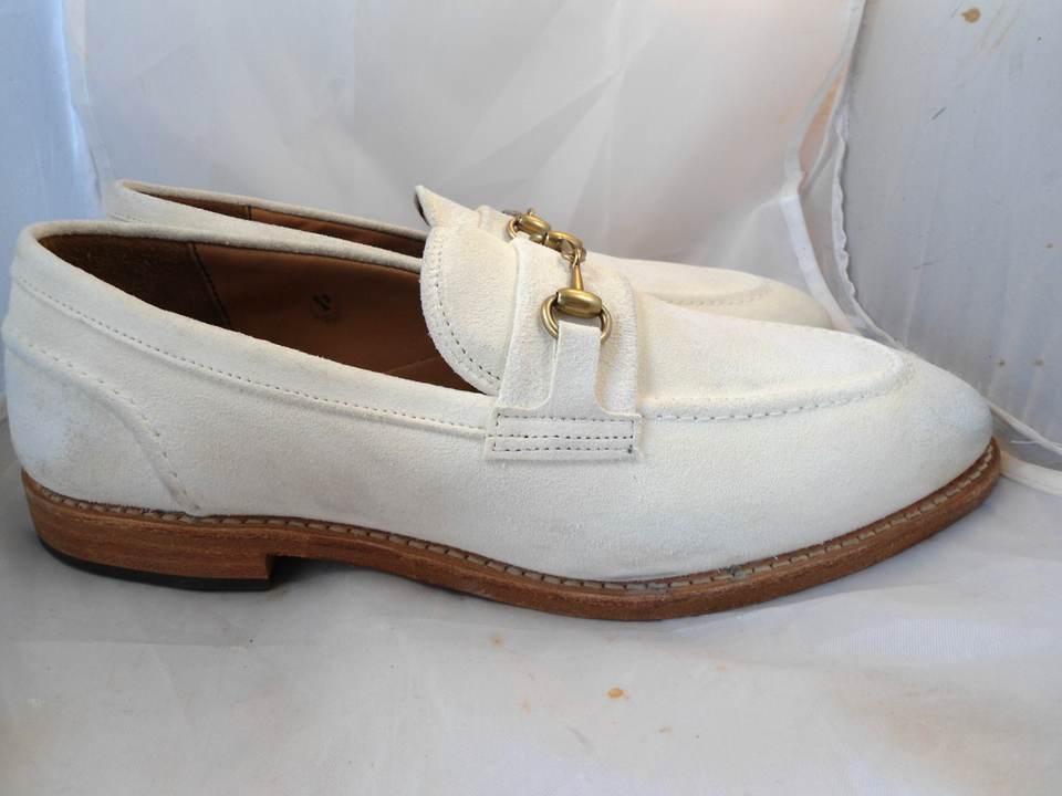 New Allen Edmonds Men's Shoes "Randolph" Bit Loafers White Suede 10.5 D ...