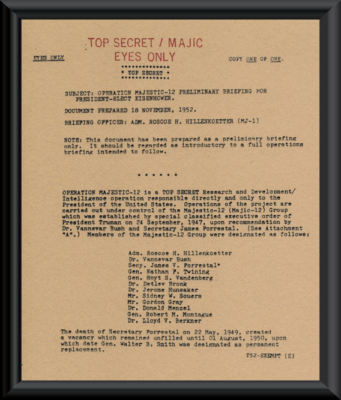 1952 Majestic 12 UFO Member List Document Reprint On 65 Year Old Paper ...