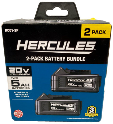 Hercules 20V HC01-2P 5Ah 2-Pack Battery Bundle ~NEW FAST FREE SHIPPING ...