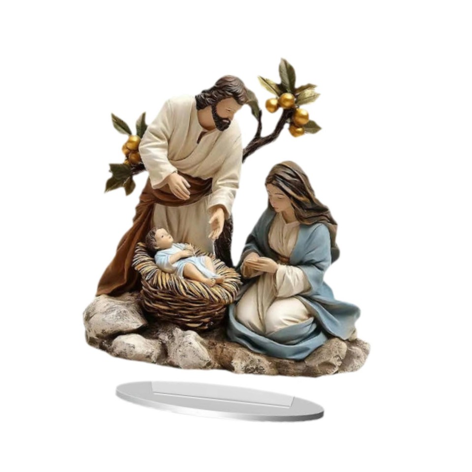 Christmas Nativity Scene Holy Family 2D Acrylic Ornament with Base ...
