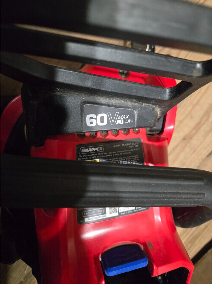 Snapper 60v Brushless 16" Cordless Chainsaw (SC60V, Tool Only) - Very ...