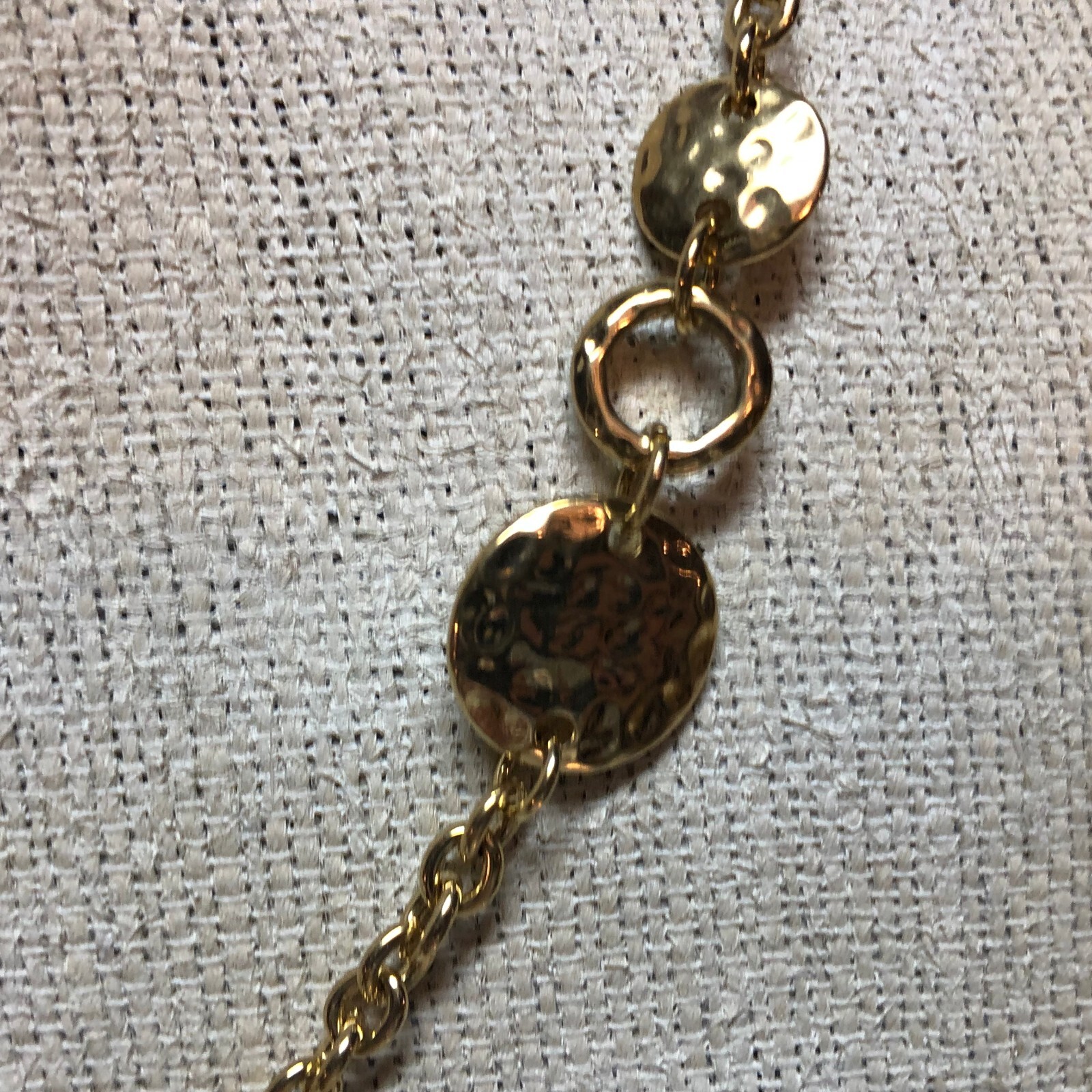 Ladies Ornate Gold Tone 22" Necklace Apostrophe New Hammered Circles | eBay