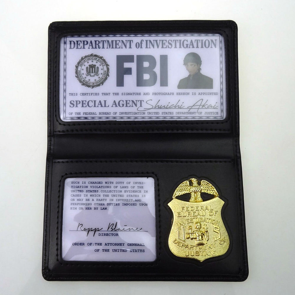 Leather Wallet Driving License ID Card Holder Wallet Case FBI Metal ...