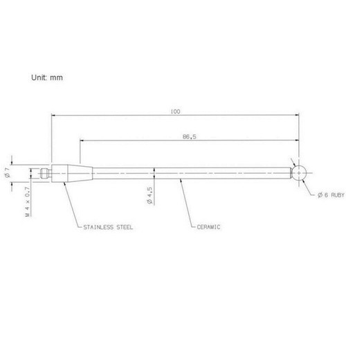 CMM Probe Stylus,Ruby Ball 6mm,M4 Ceramic Stem 100mm,Compatible with A ...
