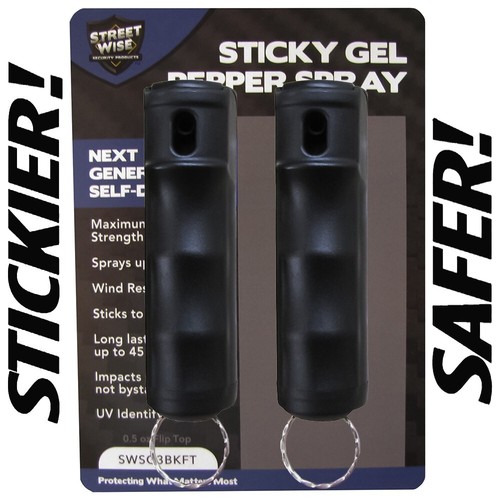Streetwise STICKY GEL Pepper Spray - 2 Pack 1/2oz Flip Top Keychain ...